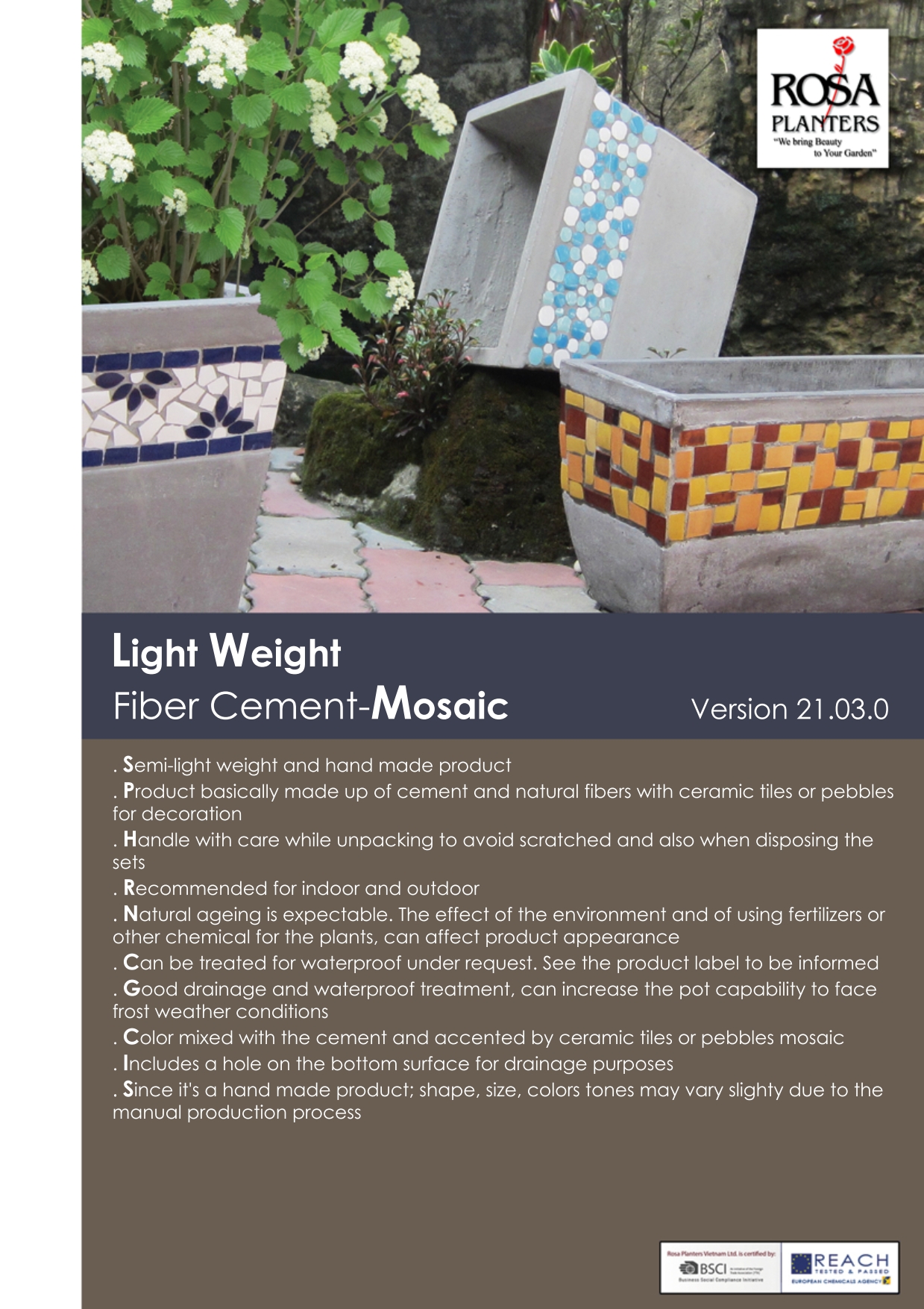 Fiber Concrete - MOSAIC - ROSA PLANTERS VIETNAM CO., LTD